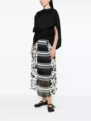 Sacai Mix-print Pleated Midi Skirt