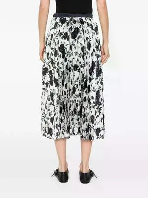 Sacai Mix-print Pleated Midi Skirt