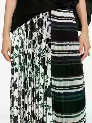 Sacai Mix-print Pleated Midi Skirt