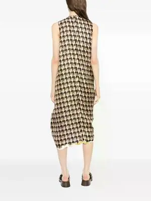 Biyan Mix Twill Silk Print Dress