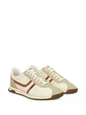 BOSS Logo Trainers With Faux Suede Trims - Neutrals