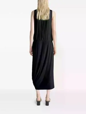 LEMAIRE Draped Double Layer Midi Dress - Black