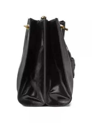 Versace Cabine Leather Shoulder Bag - Black