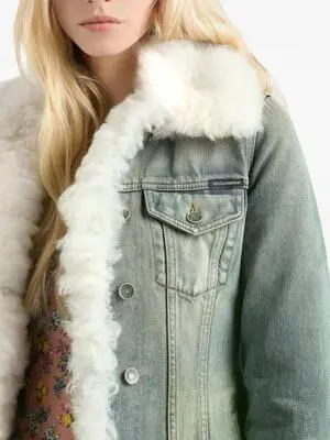 Dolce & Gabbana Faux-fur Trimmed Denim Jacket - Blue