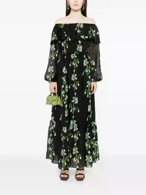 Cynthia Rowley Off-shoulder Silk Maxi Dress - Black