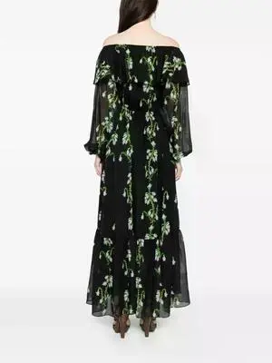 Cynthia Rowley Off-shoulder Silk Maxi Dress - Black