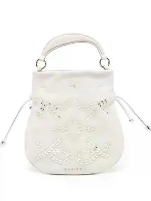 ORTIGNI Appliqué Drawstring Tote Bag - Neutrals