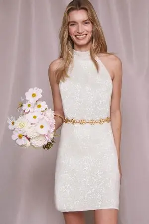 Rixo Arosah Embellishment Sequin Mini Dress - Ivory