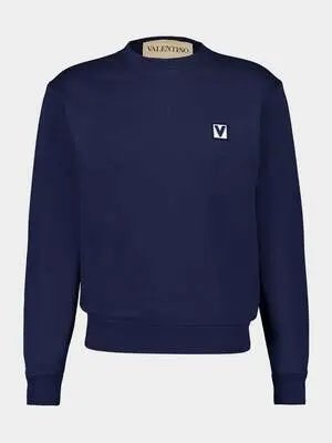 Valentino Garavani Cotton Sweatshirt With Chez Valentino Patch Blue