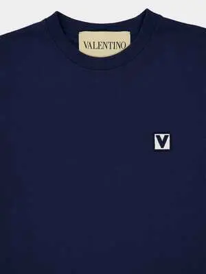 Valentino Garavani Cotton Sweatshirt With Chez Patch - Blue