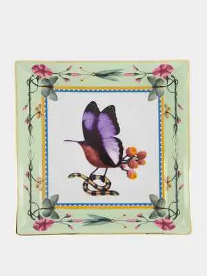 La DoubleJ Butterbird Salvia Porcelain Trinket Tray - Multicolour