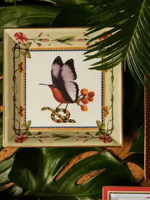 La DoubleJ Butterbird Salvia Porcelain Trinket Tray - Multicolour