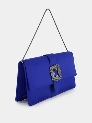 Manolo Blahnik Capri Satin Clutch - Blue