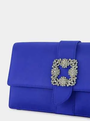 Manolo Blahnik Capri Satin Clutch - Blue