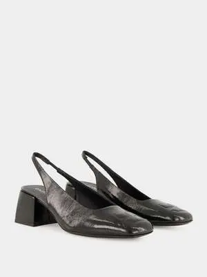 COURREGES Vinyl Slingback Heels - Black