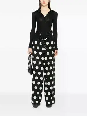 Junya Watanabe Polka-dot Wide-leg Trousers - Black