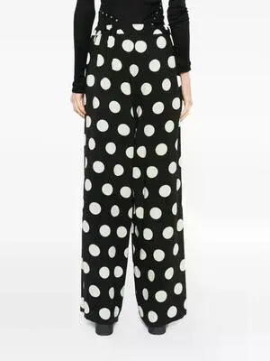 Junya Watanabe Polka-dot Wide-leg Trousers - Black
