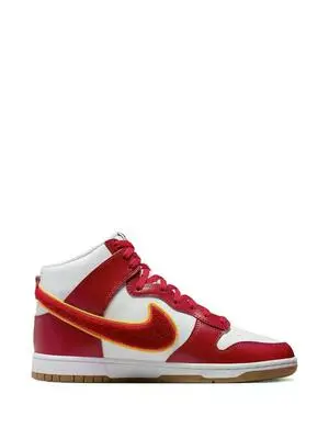 Nike Dunk High Chenille Swoosh Sneakers - Red