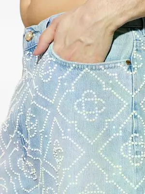 Casablanca Pearl Monogram Denim Shorts - Blue