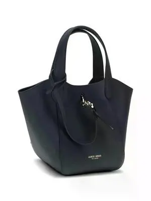 Giorgio Armani Leather Top Handle Tote Bag - Blue