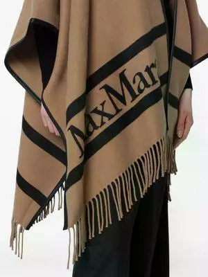 Max Mara Logo-jacquard Fringed Poncho