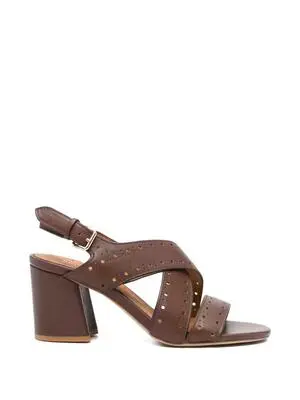 BRUNO PREMI Criss-cross Perforated Sandals - Brown