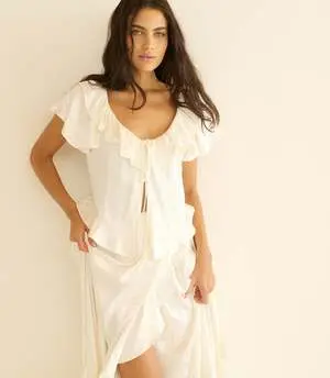 DÔEN Floriette Jacquard Top - Salt