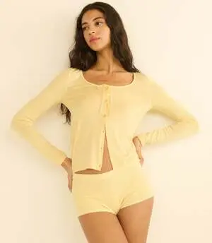 DÔEN Naida Fitted Cardigan Citrone