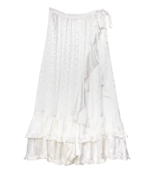 DÔEN Fiorenza Jacquard Ruffle Skirt - Salt