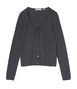 DÔEN Naida Merino Wool Cardigan - Charcoal Grey