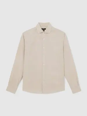 REISS Oscar Modal-blend Regular-fit Shirt - Stone