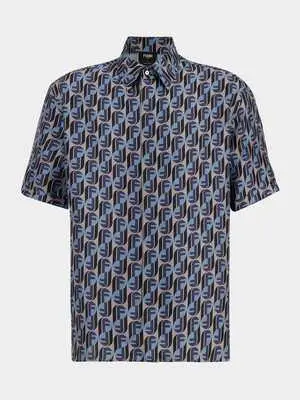 Fendi Blue Silk Fendinity Printed Shirt Multicolour