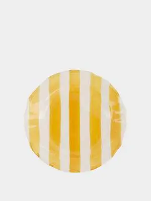 LES-OTTOMANS Striped Ceramic Dessert Plate - Yellow