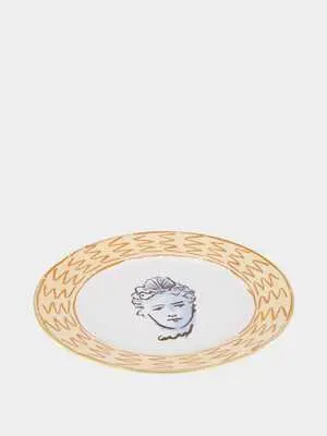 GINORI 1735 Il Viaggio Di Nettuno Terracotta Flat Plate - Orange