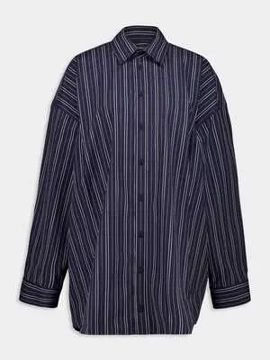 Balenciaga Striped Poplin Shirt-dress - Blue