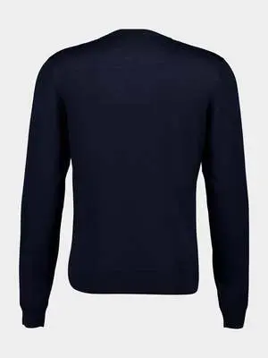 PIACENZA CASHMERE 1733 V-neck Virgin Wool Jumper - Blue