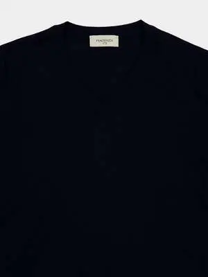 PIACENZA CASHMERE 1733 V-neck Virgin Wool Jumper - Blue