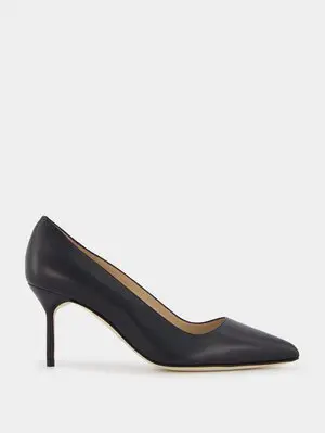 Manolo Blahnik Tora 70mm Leather Pumps - Black