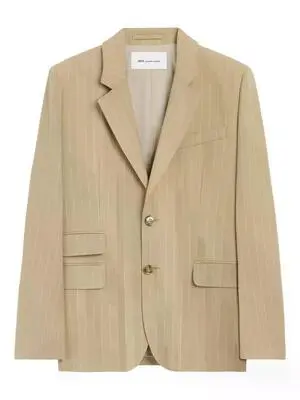 AMI Paris Wool Gabardine Single-breasted Boxy Jacket - Neutrals
