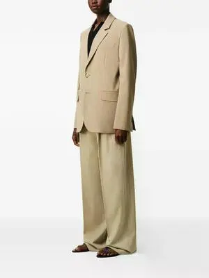 AMI Paris Wool Gabardine Single-breasted Boxy Jacket - Neutrals