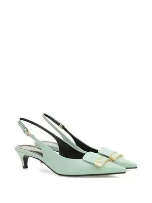 SERGIO ROSSI Logo-plaque Point-toe Pumps - Blue