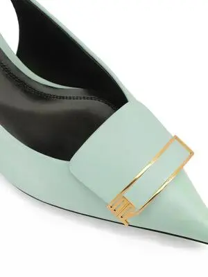 SERGIO ROSSI Logo-plaque Point-toe Pumps - Blue