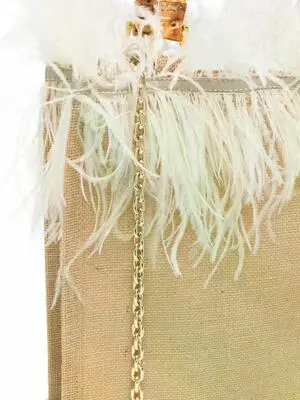 LA MILANESA Feather And Bamboo Handle Tote Bag - Neutrals