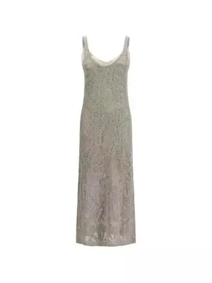 Brunello Cucinelli Sleeveless Embellished Knit Maxi Dress