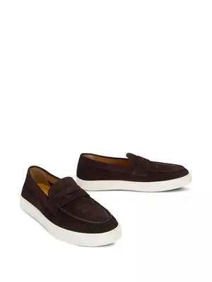 DOUCAL'S Suede Penny Loafer Sneakers - Brown