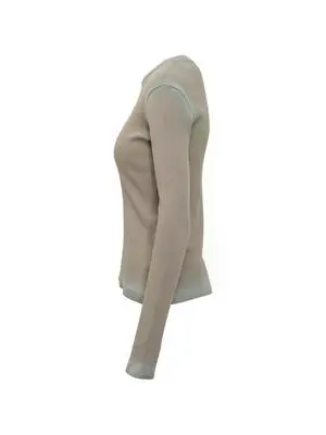Off-White Ribbed Long-sleeved Top - Neutrals