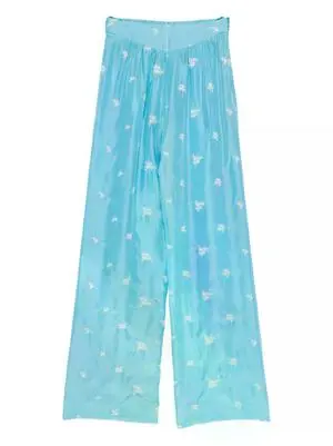 FORTE_FORTE Floral Embroidered Trousers - Blue