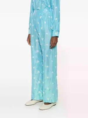 FORTE_FORTE Floral Embroidered Trousers - Blue