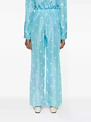 FORTE_FORTE Floral Embroidered Trousers - Blue