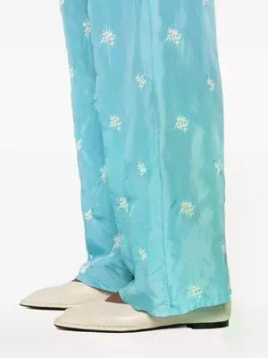 FORTE_FORTE Floral Embroidered Trousers - Blue